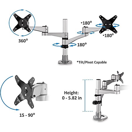 ViewSonic LCD DMA 001 Monitor Desk Mounting Arm for 2 Monitors up to 24 ...
