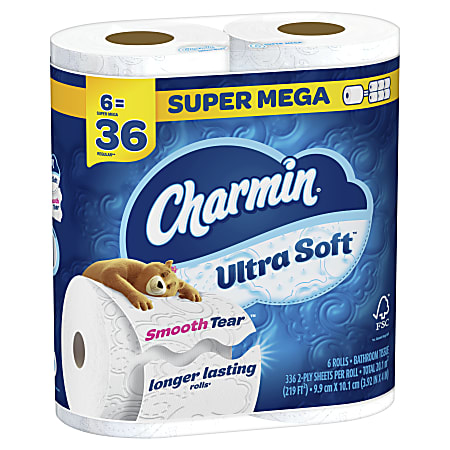 Charmin Ultra Soft 2 Ply Bathroom Tissue 4 x 4 336 Sheets Per Roll Pack ...