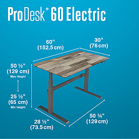 VARIDESK ProDesk 60 W Electric Height Adjustable Desk Reclaimed Wood Office Depot