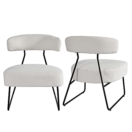 Glamour Home Bell Boucle Fabric Accent Chairs WhiteBlack Set Of 2 ...
