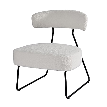 Glamour Home Bell Boucle Fabric Accent Chairs WhiteBlack Set Of 2 ...
