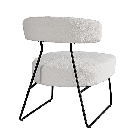 Glamour Home Bell Boucle Fabric Accent Chairs WhiteBlack Set Of 2 ...