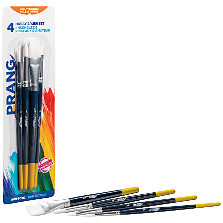 Prang Hobby Paint Brush Set Assorted Sizes Assorted Colors 4 Brushes ...