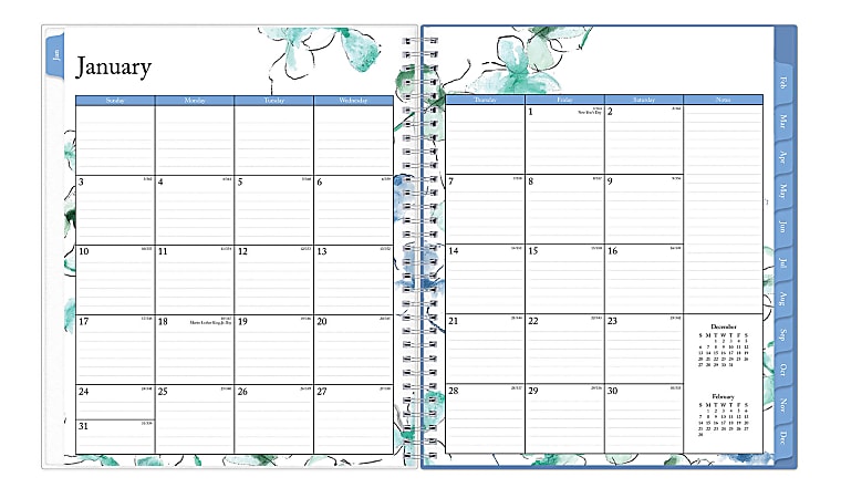 Blue Sky Monthly Planner 8 x 10 Lindley January to December 2021 101582 ...