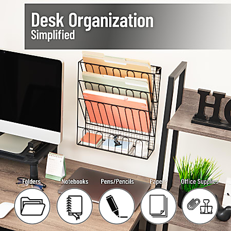 Mind Reader Metal Wire File Organizer 15 34 H x 4 W x 13 14 D Black ...