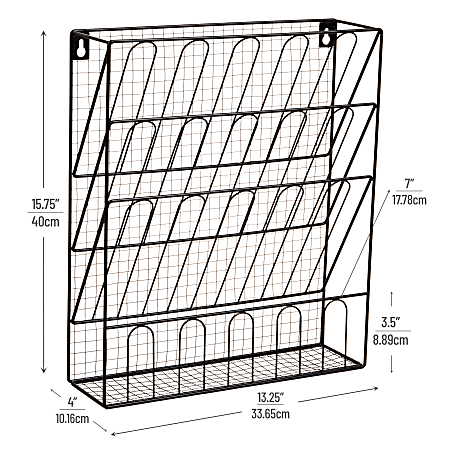 Mind Reader Metal Wire File Organizer 15 34 H x 4 W x 13 14 D Black ...