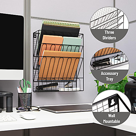 Mind Reader Metal Wire File Organizer 15 34 H x 4 W x 13 14 D Black ...
