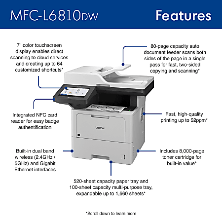 Brother MFC L6810DW Enterprise Wireless Laser Monochrome All In One ...