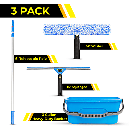 Gritt Commercial Pro Window Washing Kit With Squeegee Washer Telescopic ...