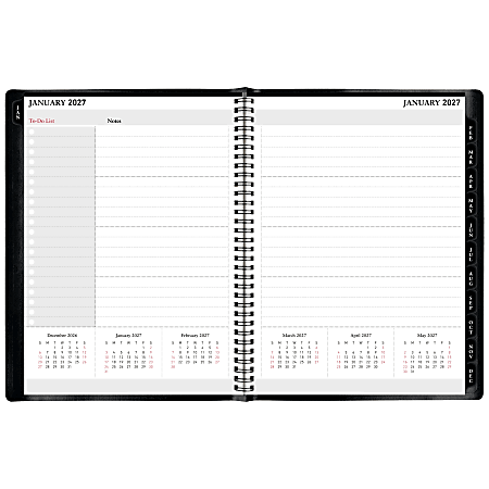 Office Depot Brand Weekly Monthly Planner 8 x 11 Black January 2027 to ...