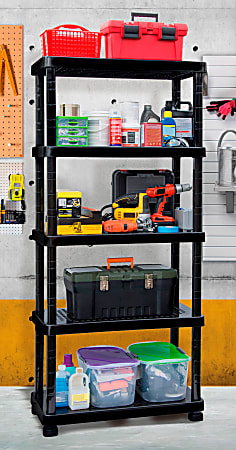 Inval 5 Level Modular Adjustable Shelf 75 H x 17 34 W x 35 1316 D Black ...