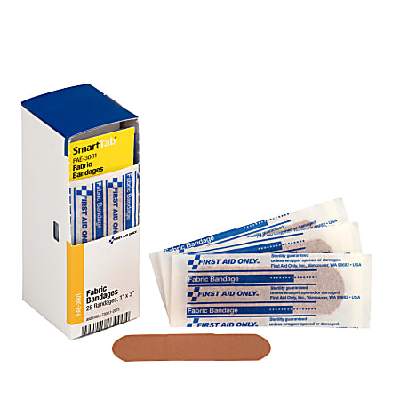 First Aid Only Fabric Bandages 1 x 3 Tan Pack Of 25 - Office Depot