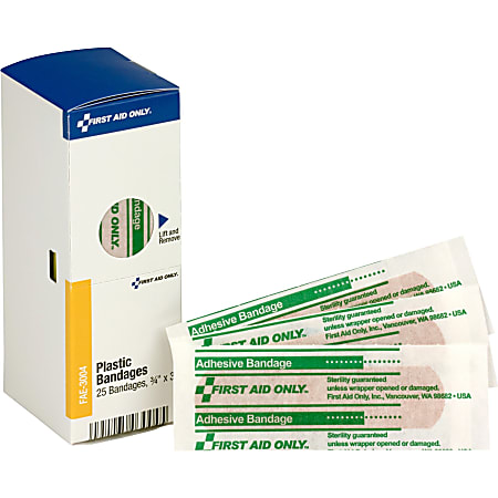 First Aid Only Plastic Bandages 34 x 3 Beige Box Of 25 - Office Depot
