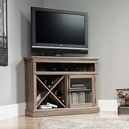 Sauder Barrister Lane Corner TV Entertainment Stand For 42 TVs 33 18 H x 43 18 W x 19 18 D Salt Oak Office Depot