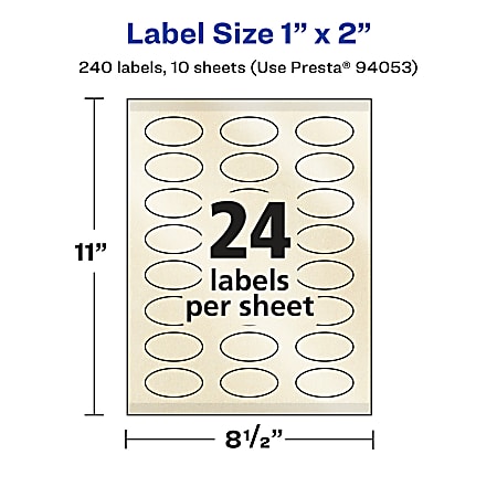 Avery Pearlized Permanent Labels With Sure Feed 94053 PIP10 Oval 1 x 2 ...