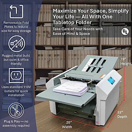 Formax FD 346 Automatic Desktop Paper Letter Folder Gray - Office Depot