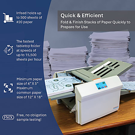 Formax FD 346 Automatic Desktop Paper Letter Folder Gray - Office Depot