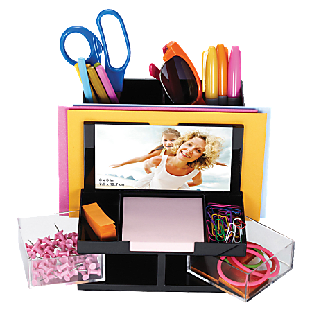 OIC VersaPlus Plastic 9 Compartment Desk Organizer 5 12 H x 6 14 W x 6 ...