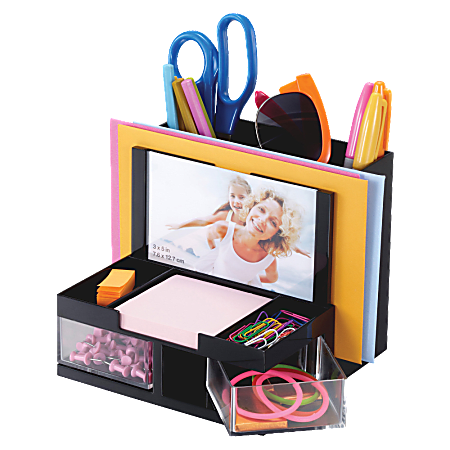 OIC VersaPlus Plastic 9 Compartment Desk Organizer 5 12 H x 6 14 W x 6 ...