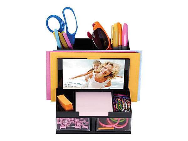 OIC VersaPlus Plastic 9 Compartment Desk Organizer 5 12 H x 6 14 W x 6 ...
