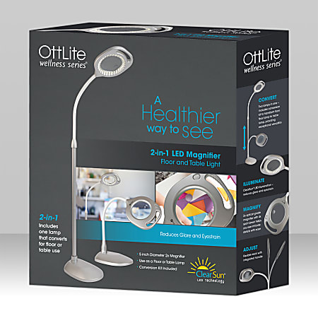 OttLite Wellness Series 2 In 1 LED Magnifier Floor And Table Light ...