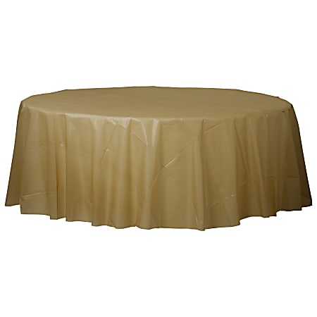 Amscan 77017 Solid Round Plastic Table Covers 84 Gold Pack Of 6 Covers ...