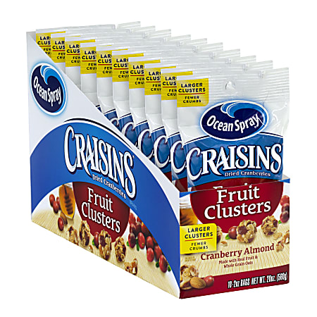 OCEAN SPRAY Craisins Fruit Clusters Cranberry Almond 2 oz 10 Count ...