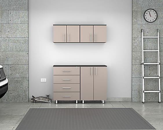 Inval Maestrik 48 W 4 Piece Garage Storage System TaupeDark Gray ...