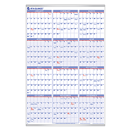 AT A GLANCE 30percent Recycled Yearly Wall Calendar 24 x 36 January ...