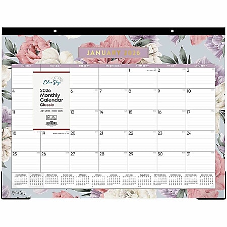 2026 Blue Sky Monthly Desk Pad Calendar 22 x 17 Tula January To ...