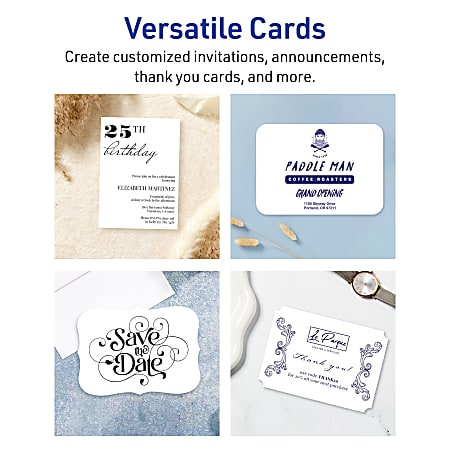 Avery Printable Invitation Cards 5 x 7 Rectangle Rounded Corners Matte ...