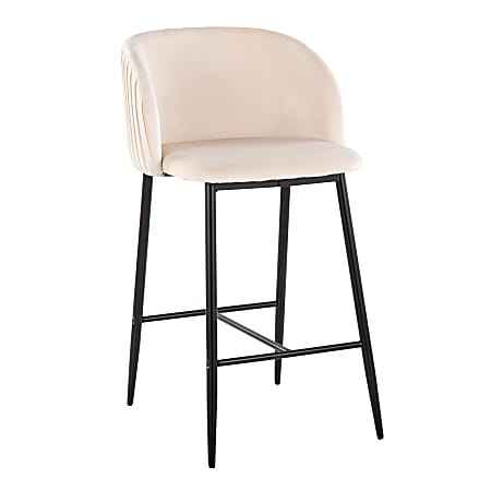 LumiSource Fran Pleated Fixed Height Counter Stools WhiteBlack Set Of 2 ...