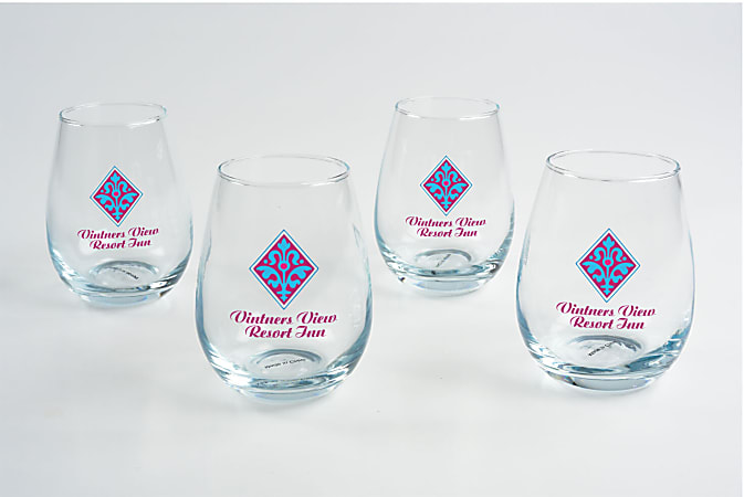 Custom Stemless Wine Glass Gift Set Set Of 4 - Office Depot