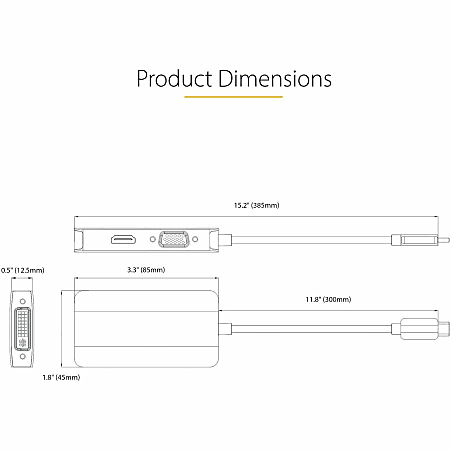 StarTech.com USB C Video Adapter USB C to HDMI DVI VGA Adapter 4K 60Hz ...