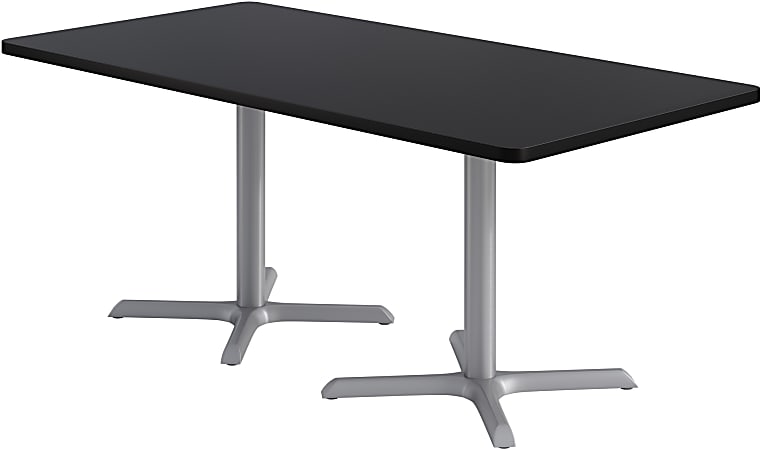KFI Studios Proof Rectangle Conference Table With Pedestal X Base 29 H x 36 W x 72 D BlackSilver ...