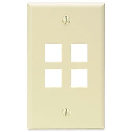 Leviton QuickPort Wall mount plate ivory 4 ports - Office Depot