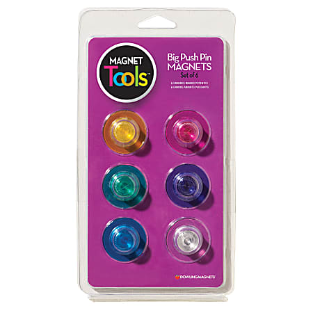 Dowling Magnets Magnet Tools Big Push Pin Magnets 6 Magnets Per Pack ...
