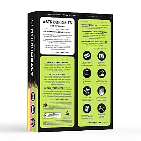 Astrobrights Color Multi Use Printer Copy Paper 1 Ream Neon Assortment ...