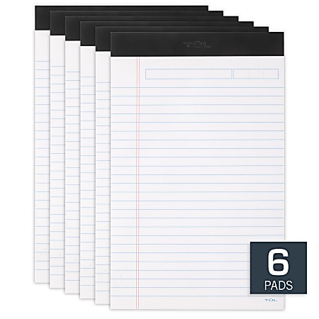 TUL Writing Pads Junior Size Narrow Rule 50 Sheets Per Pad White Pack ...