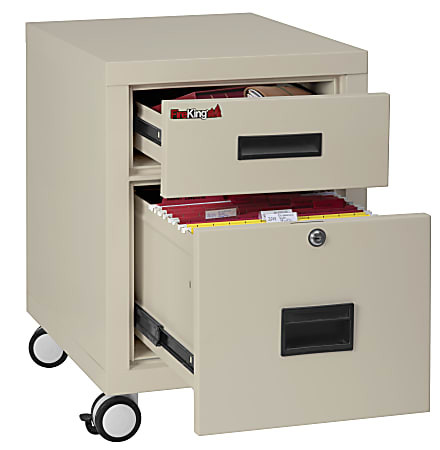 FireKing 18 W Vertical 2 Drawer Mobile Locking Fireproof File Cabinet ...