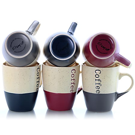 Elama Stoneware Mugs Coffee House 12 Oz. Assorted Colors Set Of 6 Mugs ...
