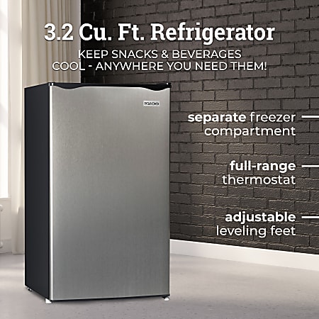 Igloo 3.2 Cu. Ft. Mini Refrigerator With Freezer Platinum - Office Depot