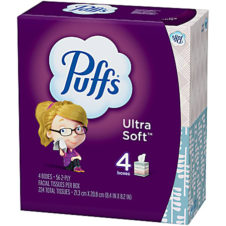Puffs Ultra Soft 2 Ply Facial Tissues White 56 Tissues Per Cube Pack Of ...