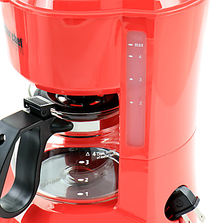 red coffee maker 4 cup