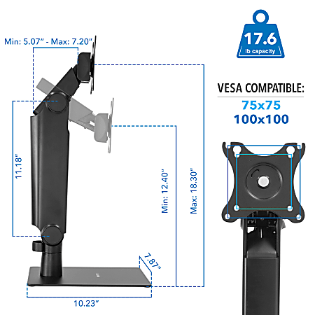 Mount It Freestanding 32 Monitor Arm With Height Adjustment Black ...