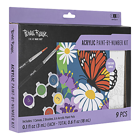 Brea Reese Acrylic Paint By Number Kit Butterfly Flower - Office Depot