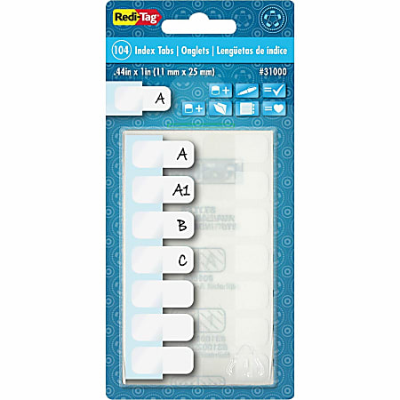 Redi Tag Permanent Index Tabs Blank White Pack Of 104 Tabs - Office Depot
