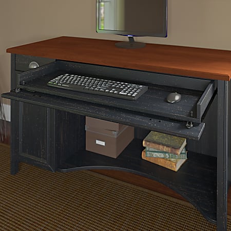 Bush Furniture Fairview 48"W Computer Desk, Antique Black/Hansen Cherry ...