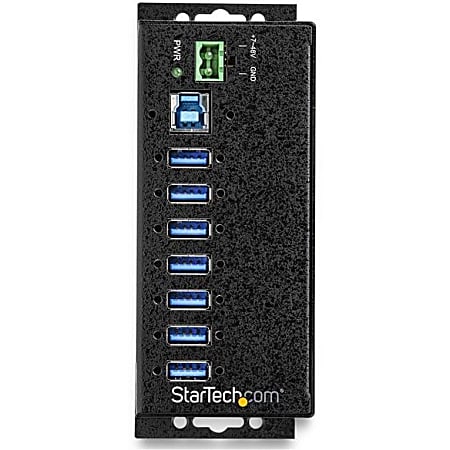 StarTech.com 7 Port USB Hub w Power Adapter Metal Industrial USB 3.0 ...