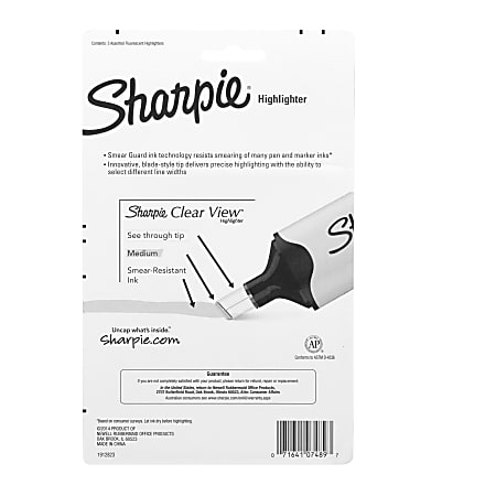 Sharpie Highlighter Clear View Highlighter with See Through Chisel Tip ...